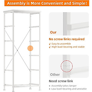 YILQQPER Tall Dresser with 5 Drawers, White Dresser for Bedroom, Tall Storage Tower for Closet, Nursery, Dorm, Dresser Organizer with Sturdy Steel Frame, Fabric Bins, Leather Finish, Wood Top, White