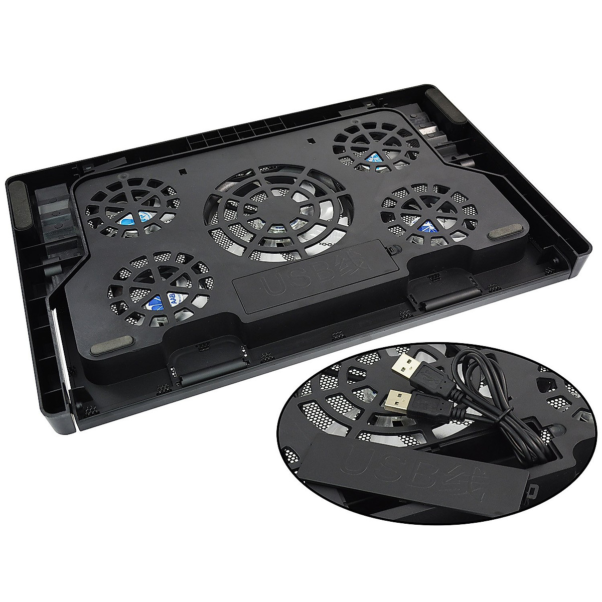 AABCOOLING NC81 - Laptop Cooling Tray with 5 Fans and Blue Backlight, Laptop Fan Cooler, Laptop Lap Fan, Gaming Laptop Cooling, Laptop Knee Stand