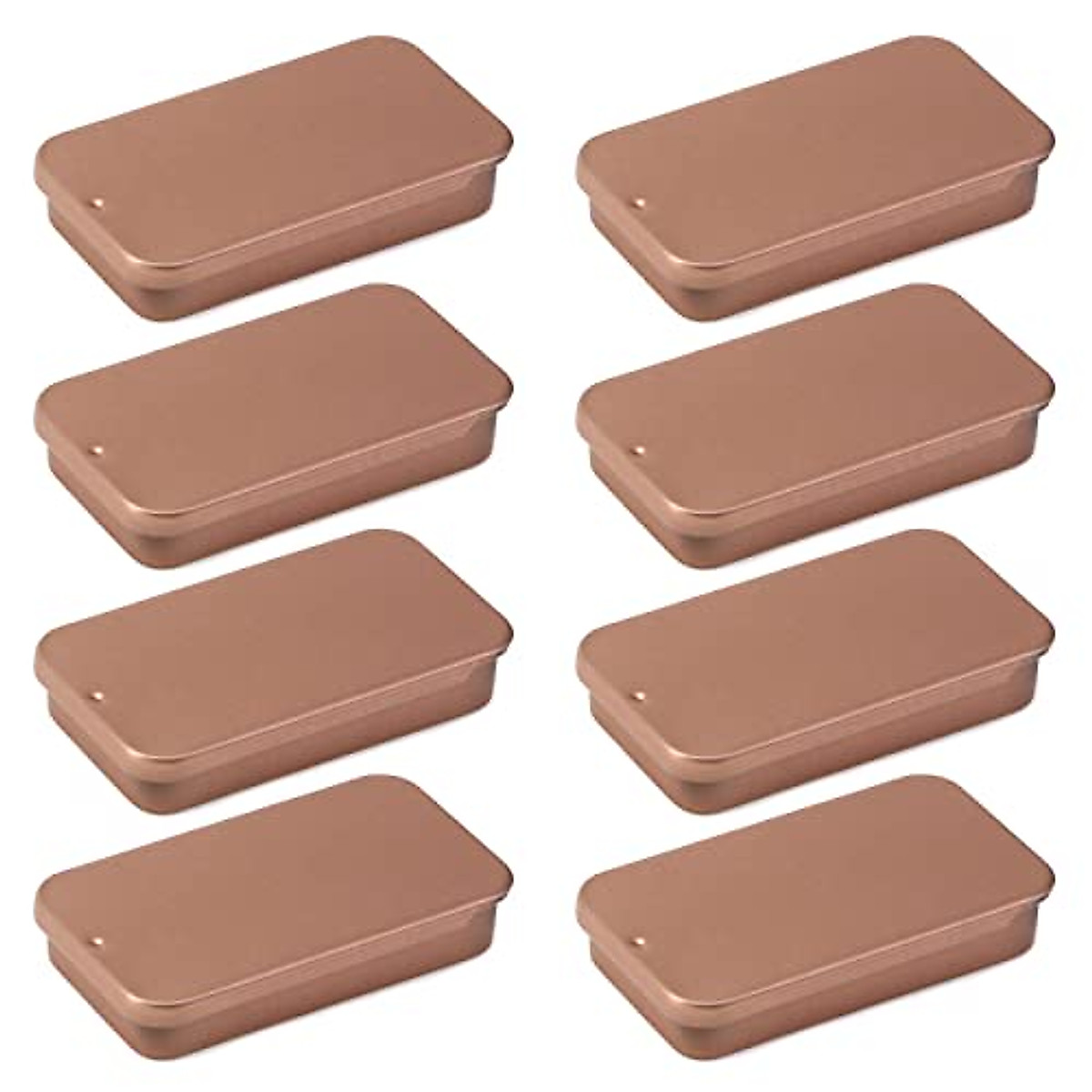 Tighall 8PCS Metal Slide Top Tin Containers Rectangle Tin Box Empty Storage Tins for Lip Balm Candles Crafts Candies Jewelry Crafts (2.2"*1.1"*0.4",Rose Gold)