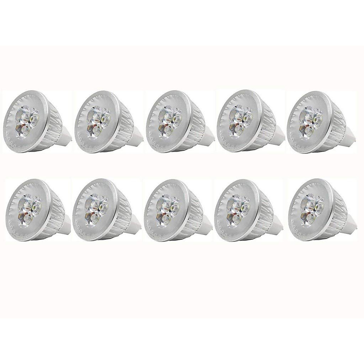 MR16 LED Bulbs MR16 3W LED Cool White Light Bulbs GU5.3 MR16 LED Bulbs 12V 3 Watt LED Spotlight Bulbs for Landscape Recessed Track Lighting,20W Halogen Equivalent,Pack of 10