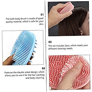 FOMIYES 4 pcs Handle Women Dual-Sided Scrubbing Double-Sided Pet Shower Silicone Massager Washer Looafh Double Shampoo Side Head Bath Brush Cleaning Body Double- Men