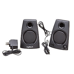 Logitech Z130 PC Speakers, Full Stereo Sound, Strong Bass, 3.5mm Audio Input, Headphone Jack, Volume Controls, Computer/TV/Smartphone/Tablet - Black