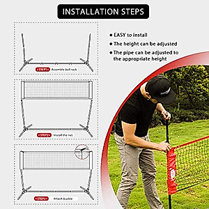VIVOHOME Portable 14ft Height Adjustable Outdoor Badminton Net Set with Stand and Carry Bag for Kid's Volleyball Soccer Tennis Pickleball Red