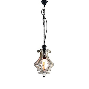 A&B Home DS35539 Harper 1-Light Wood & Metal Chandelier, 12.5" x 12.5" x 21"