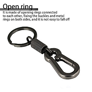 2PCS Carabiner Shape Keychains, Zinc Alloy Spring Keyring, Anti-Lost Retractable Clip Keyring, Gourd Buckle Keyfob Key Holder