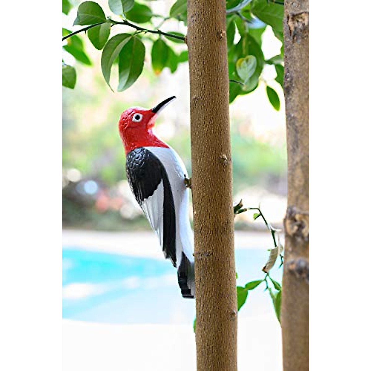 Woodpecker Tree Ornament Decoy Plastic & Metal Decorative Deterrent & Repeller- Easy to Mount-House, Tree or Gift 9" Tall