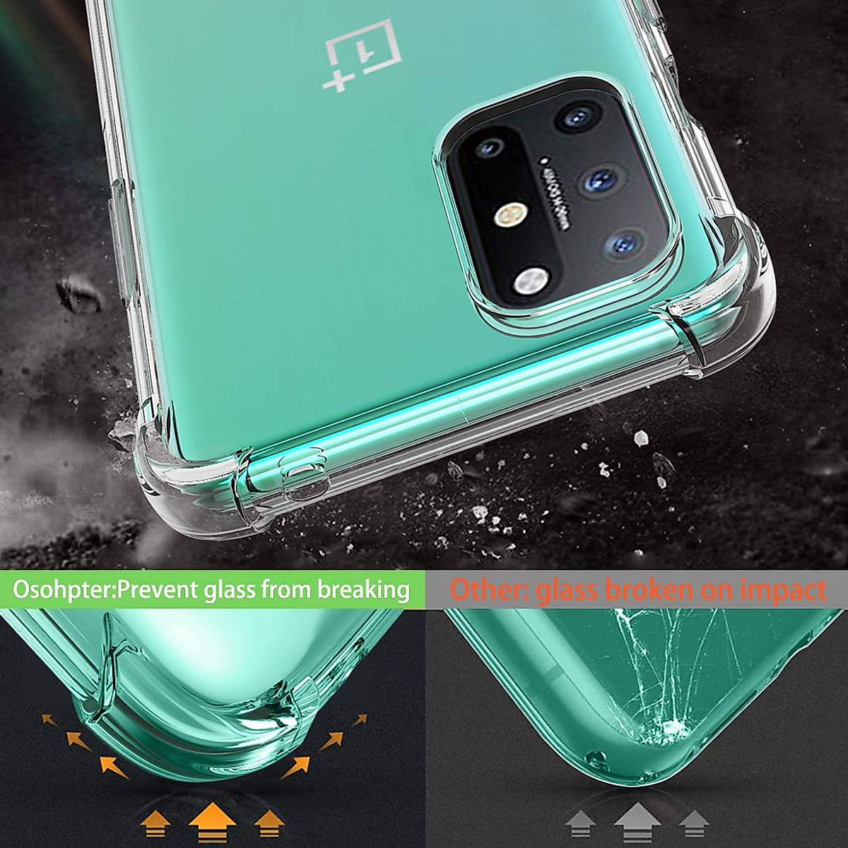 Osophter for Oneplus 8T & 9R Case - Clear Transparent Reinforced Corners TPU Shock-Absorption Flexible Phone Cover