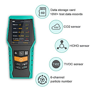 BLATN Smart 128s Air Quality Monitor Indoor CO2 PM2.5 TVOC Meter Formaldehyde HCHO Detector VOCs Pollution AQI Tester PM1.0 PM10 Dust Particle Counter Data Logger Home