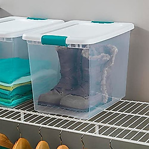 Sterilite Multipurpose 25 Quart Capacity Clear Plastic Storage Tote Home and Office Organization Bins with Latching Lids and Handles, (18 Pack)