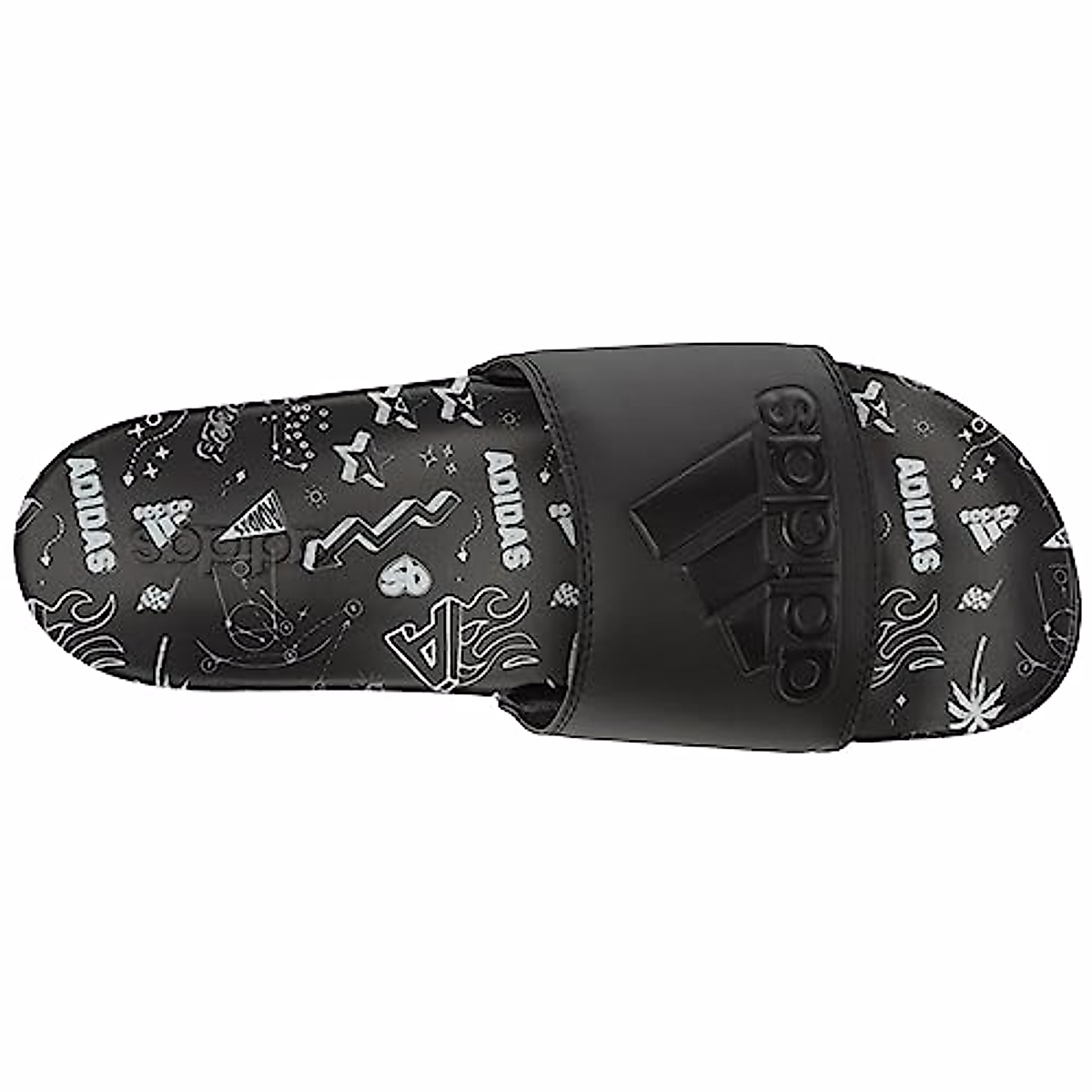 adidas Unisex Adilette Comfort Slide Sandal, Core Black/Core Black/White, 6 US Men