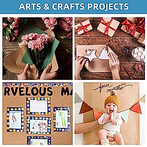 Wrapping Paper, Craft Paper, White Kraft Paper Roll 17.8"x 100ft for Gift Wrapping, Floor Covering, Bulletin Board, Arts Crafts, Bouquet Flower, Table Runner, Poster, Packing Paper for Moving Supplies (Brown)