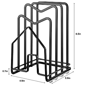 YTVG Cutting Board Organizer, Chopping Board Rack Stand Holder for Kitchen Cabinet,Tray Organizer Rack for Baking Sheets,Pot Lids-Steel 4.92 x 5.7 x 8.47 in.Black