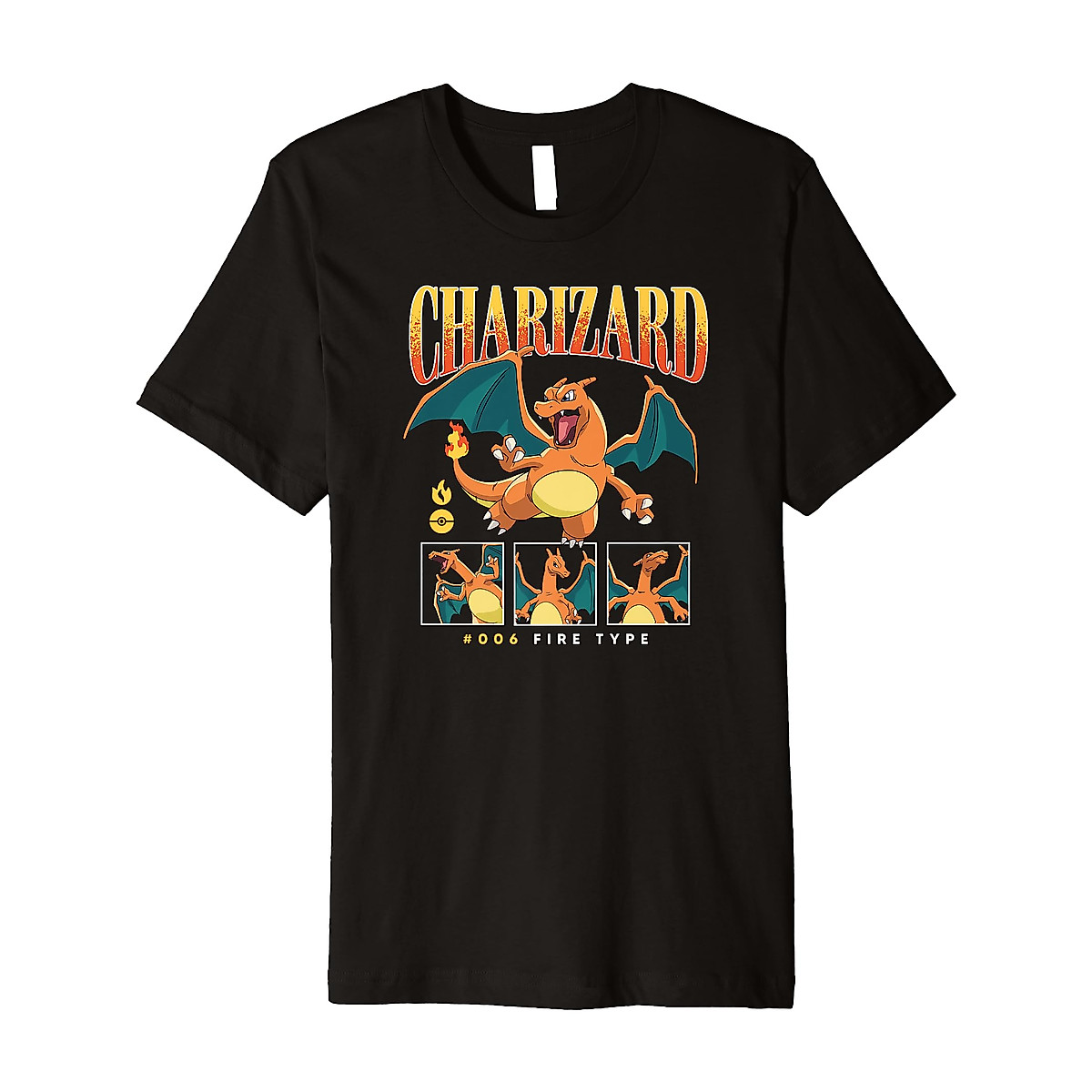 Pokémon - Charizard Fire Type Multiple Poses Premium T-Shirt