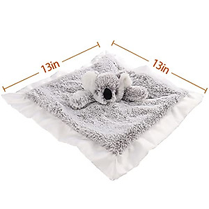 Apricot Lamb Stuffed Animals Security Blanket Gray Koala Infant Nursery Character Blanket Luxury Snuggler Plush(Gray Koala, 13 Inches)