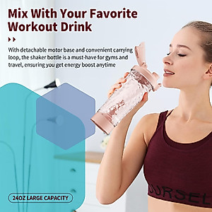 FANS-ONE Electric Protein Shaker Bottle, 24oz Lockable Electric Blender Cup, Tritan USB Rechargeable Protein Shake Mixer, Blender Shaker Cups for Protein Shakes, Pink