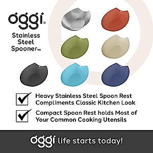 Oggi Stainless Steel Spoon Rest, 5.25 inch by 3.5 inch