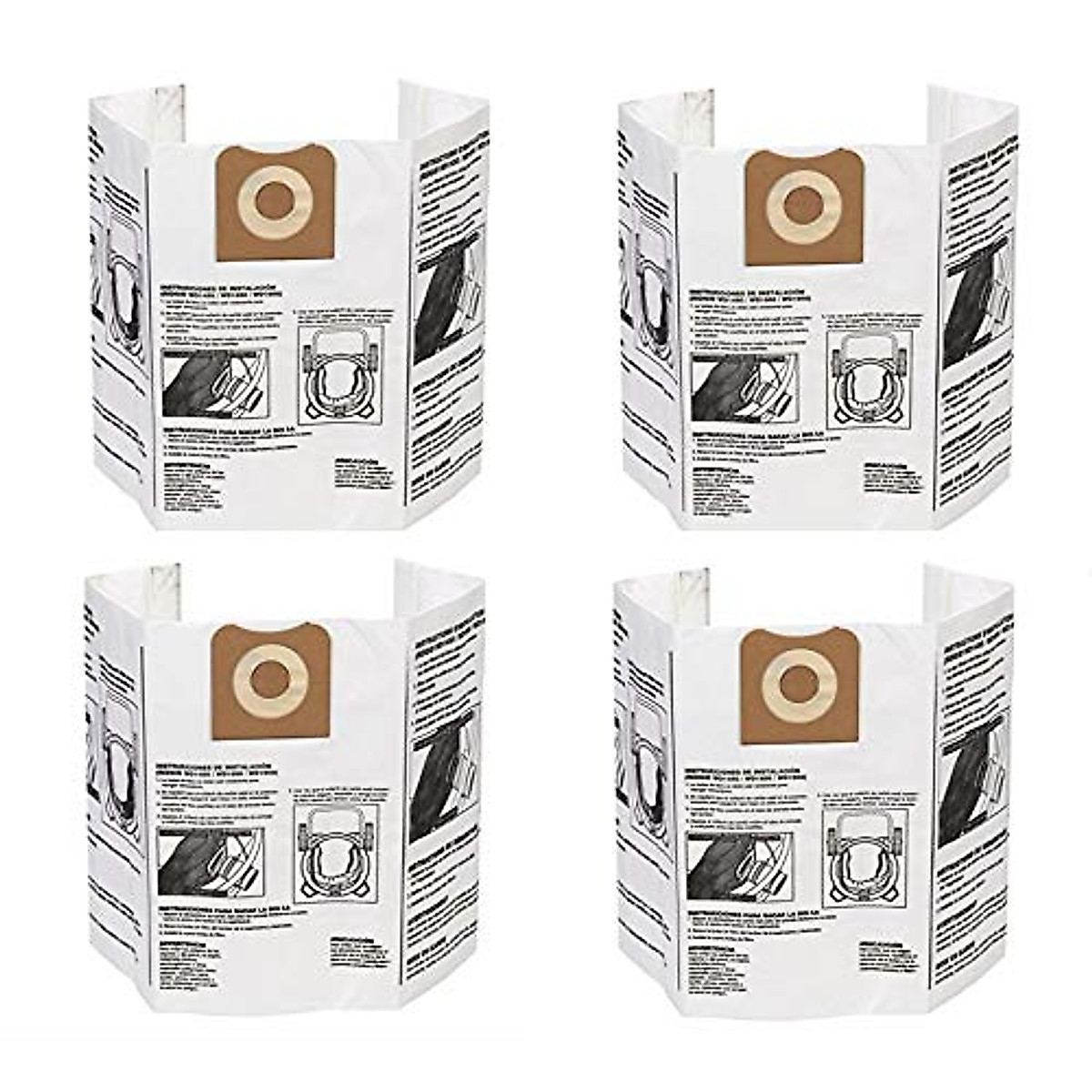 Ridgid VF3502 High Efficiency, Dry Pickup Dust Bags for 12-16 Gallon Ridgid Wet/Dry Vacuums (4 X Pack of 2)
