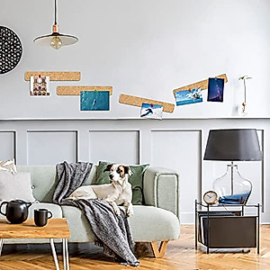 Felt Pin Board Bar Strips Bulletin Board Tiles for Wall Damage-Free with 40 Push Pins Memo Notice Boards as Classroom Office Decor, 4 Pack