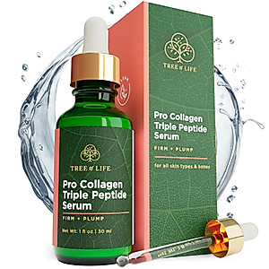 Tree of Life Pro Collagen Peptides Serum for Face - 1 Fl Oz - Formulated w/Argireline & Replexium for Anti Aging & Reducing Wrinkles, Fine Lines - Dermatologist-Tested Peptide for Skin Care