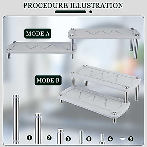 Kigley 2 Sets of Double Tiered Sink Caddy Instant Dry Sink Organizer Bathroom Counter Diatomaceous Earth Fast Drying Stone Sink Tray with Stainless Steel, 11" x 4.3" Each, Gray, White and Dark Gray