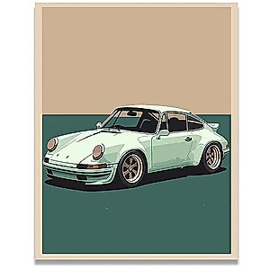 Inspirational Wall Art Co. - White | Porsche Car Poster - Car Posters for Boys Room - Car Wall Decor - Car Room Decor - Car Posters for Men | 11x14 Inches Unframed