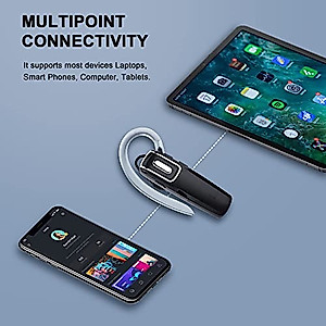 Gixxted Wireless Headset, V5.0 Wireless Handsfree Earpiece with Microphone 14 Hrs Driving Headset 360 Hours Standby Time for iPhone Android Samsung Laptop Trucker Driver