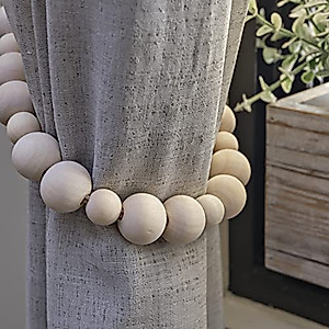 Wood Bead Curtain Tieback Set of 2, Curtain Holdback, Curtain Tie, Curtain Pull Back, Curtain Holder, Rope Curtain Tieback Hooks, Curtain Tie Back Curtain Tie Drape Beaded Curtain Tieback Boho Natural