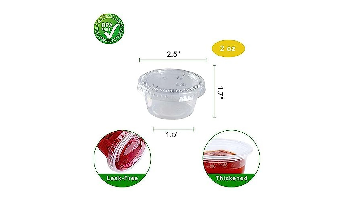 TashiBox 2oz Jello Shot & Condiment Cups with Lids - 400 Sets