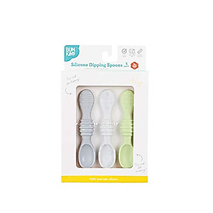Bumkins Utensils, Silicone for Dipping, Feeding, Baby Led Weaning, Training Spoons, Ages 3 Months+ (3-Pack)