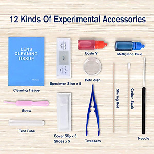 HSL 40X-2000X Microscope for Kids, Monocular Microscope Students Set +Handbag+Phone Holder+ Beginner Biological LAD Kit for Science Educational Boys Girls Toys LED