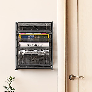 Simple Houseware 6 Tier Wall Mount Document Letter Tray Organizer, Black