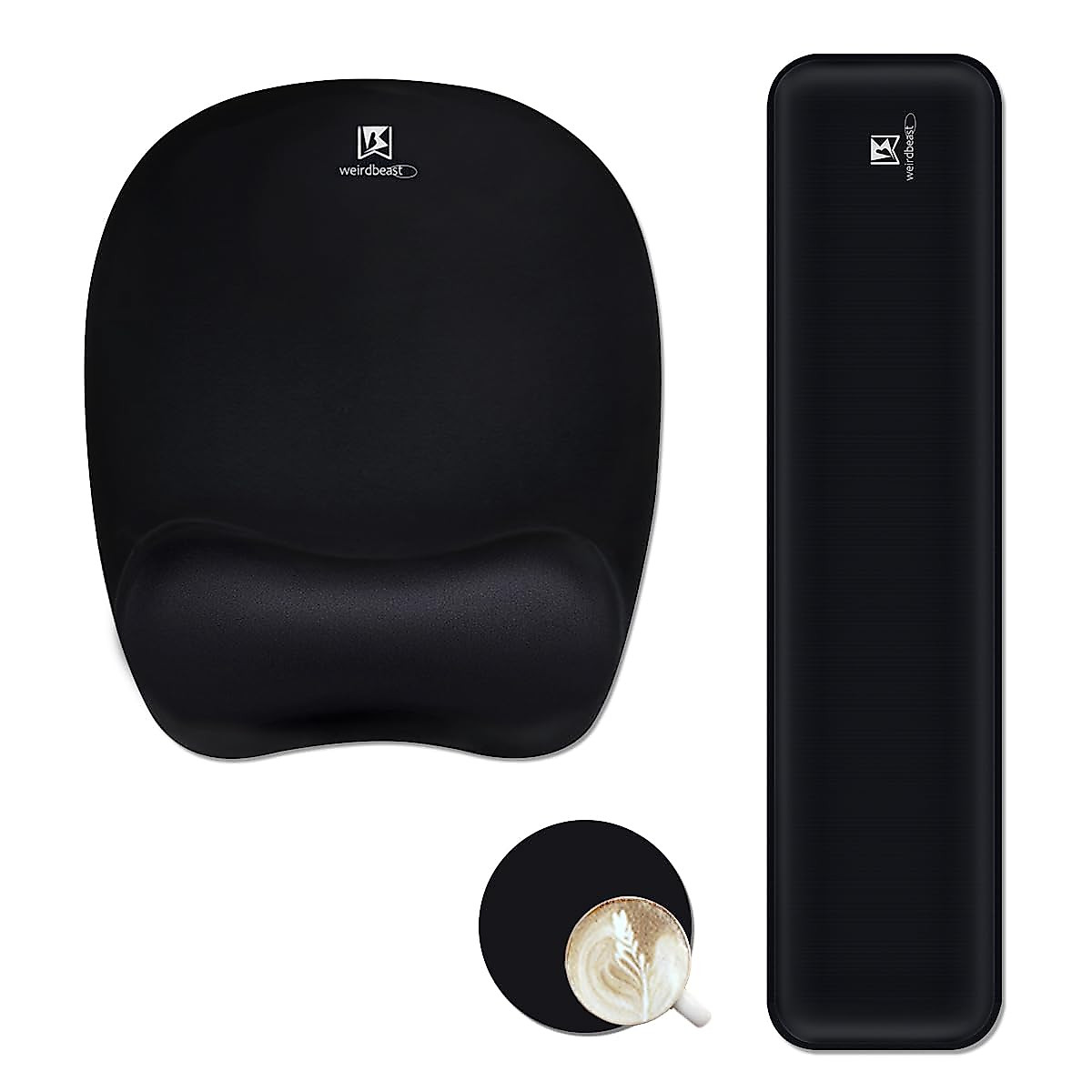 Ergonomic Keyboard Wrist Rest Pad and Mouse Pad Hand Support for Laptop Computer Wrist Rest Support Cushion Memory Foam Set for Office Gaming Easy Typing - Black