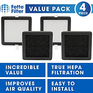Fette Filter - True HEPA Air Purifier Filters with Activated Carbon Filters Compatible for Potulas Compact Desktop Air Purifier - Pack of 4