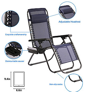 FDW Zero Gravity Chair Patio Lounge Chairs Lounge Patio Chairs 2 Pack Adjustable Reliners for Pool Yard with Cup Holder