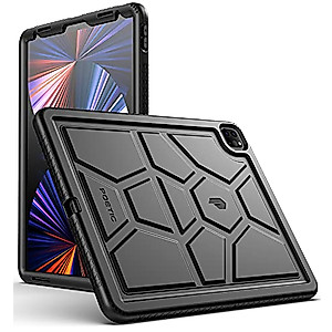 Poetic TurtleSkin Case Designed for for iPad Pro 12.9 6th Generation 2022 / 5th Gen 2021 / 4th Gen 2020 / 3rd Gen 2018, Rugged Shockproof Drop Protection Kids Friendly Silicone Cover Case, Black