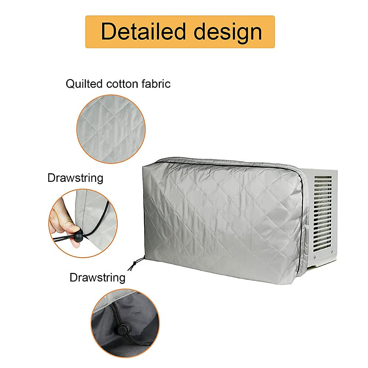 Saycker Air Conditioner Cover with Drawstring, AC Unit Covers for Inside, Window AC Unit Cover, Prevents Draft, Washable Design(Size:17x13x3 inch)