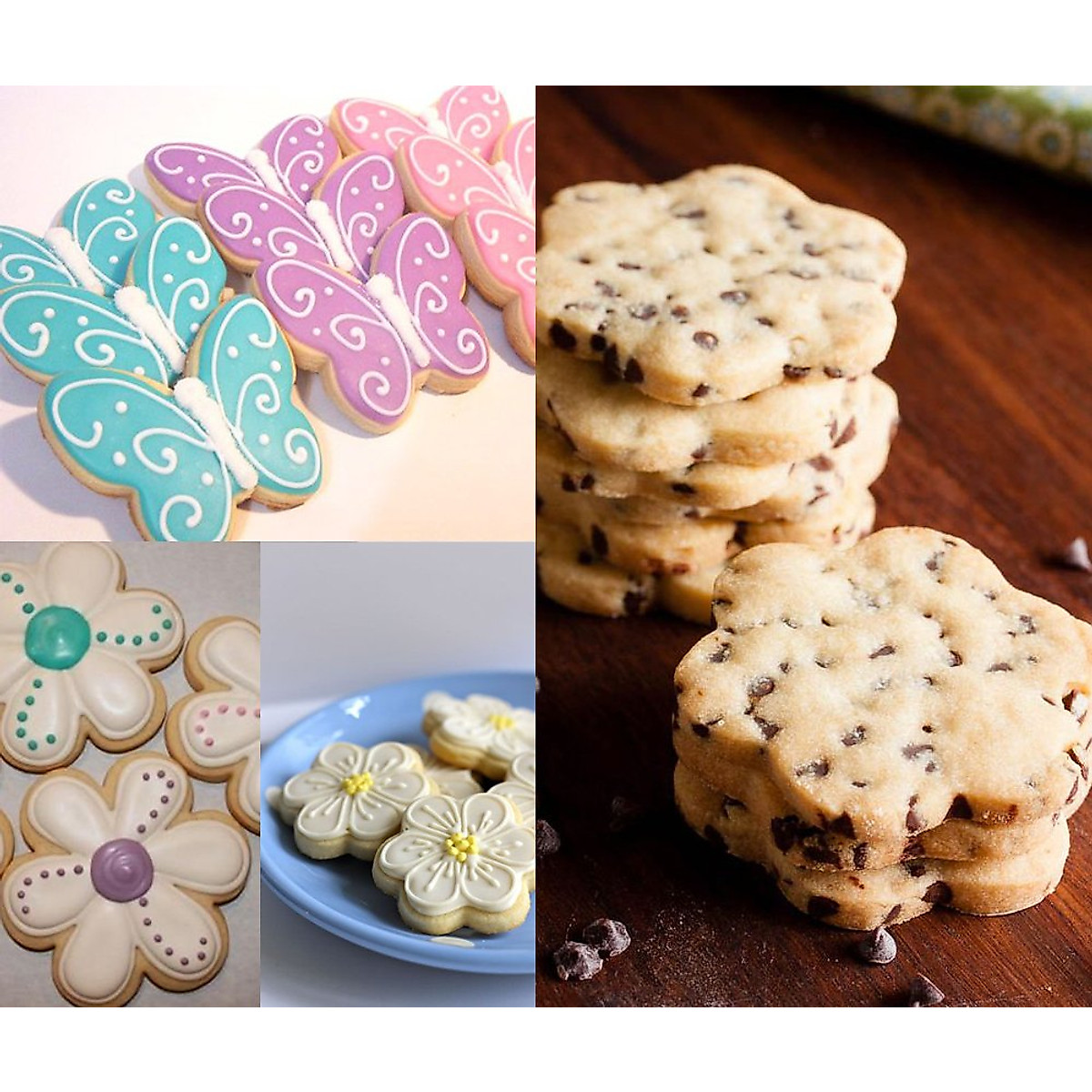 Ecoart Cookie Cutter Set - Star Flower Heart Butterfly Biscuit Cutters - Stainless Steel Sandwich Cutters/Vegetable Cutters Shapes Set with Comfort Grip for Kids & Adults (Set of 4)