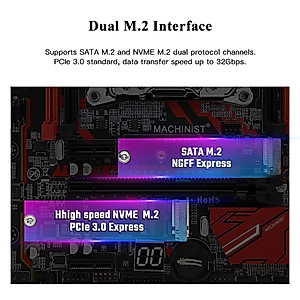 MACHINIST X99 LGA 2011-V3 Motherboard, Micro ATX Motherboard (PCIe 3.0, M.2 Slots, 4 Channel DDR4, SATA 6Gb/s) for Intel XEON E5 V3/V4, Core i7 seriers CPUs, PC Server Mainboard with Diagnostic Card