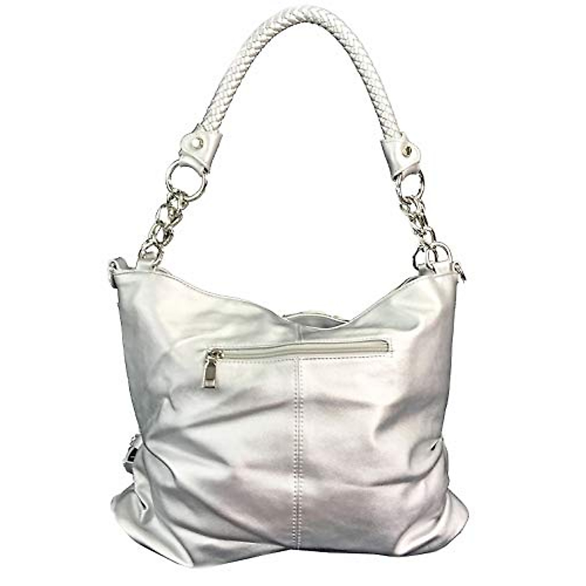 Zzfab Sparkle Rhinestone Suede Hobo Handbag (Silver)