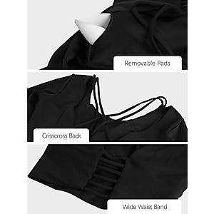 ECUPPER Women Short Sleeve Workout Tops Backless Yoga Gym Shirts Athletic Crop Top with Built in Bra for Fitness Sports Activewear Black