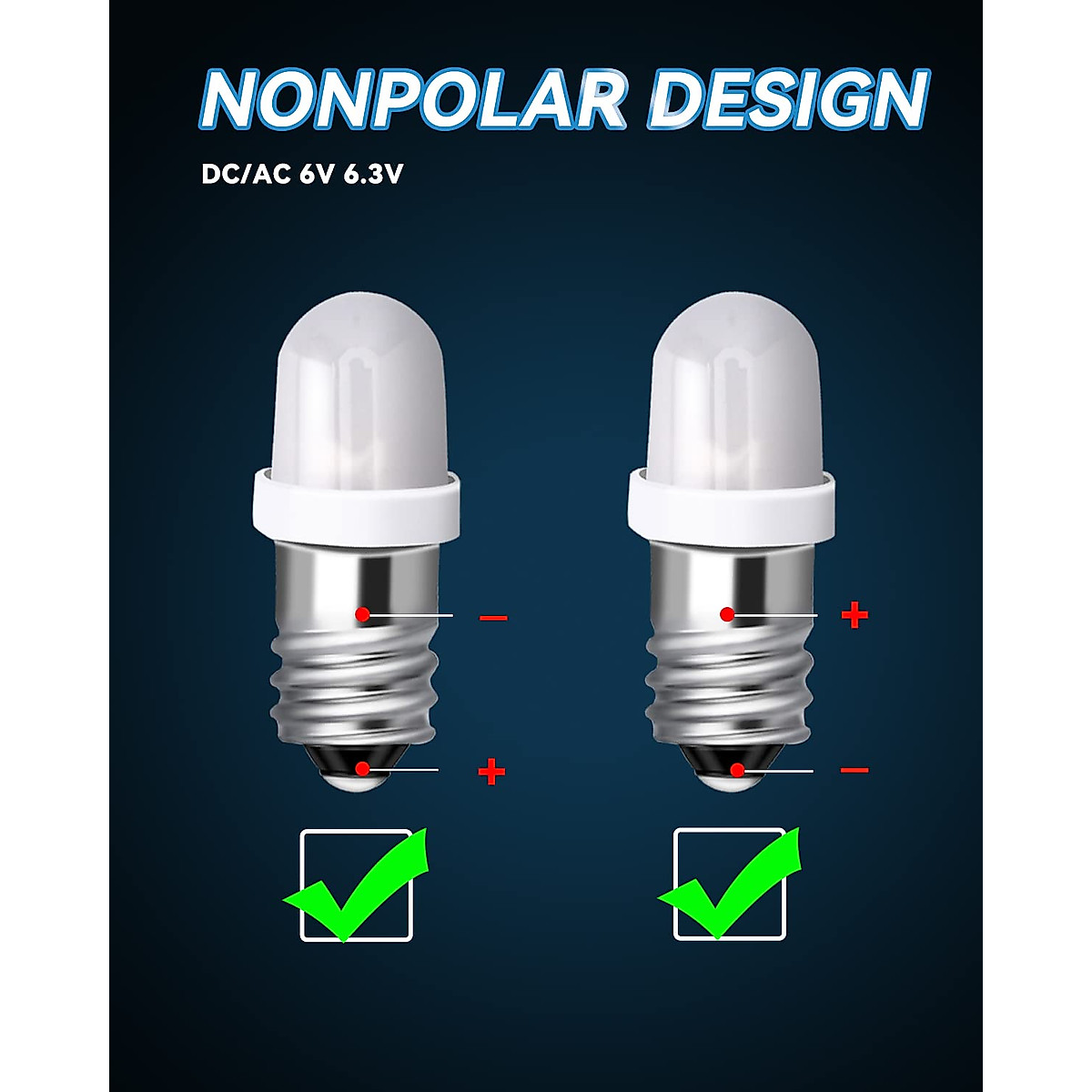 Keiurot E10 Led Bulb Flashlight Bulbs E10 Mini Led Bulb 6V 6.3V DC/AC for Physical Electrical Experiment,Magnifying Glass,Slide Viewers,Microscope lamp White,10Pack