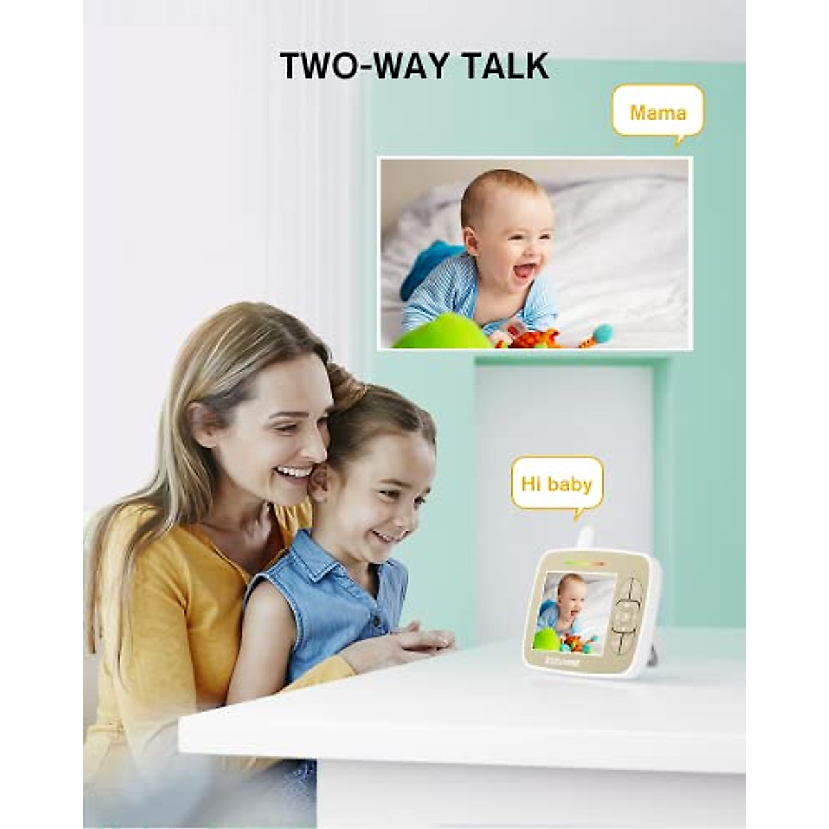 Kidsneed Baby Monitor, 3.5" Screen Video Baby Monitor with Camera and Audio, Remote Pan-Tilt-Zoom, Night Vision, VOX Mode, Temperature Monitoring, Lullabies, 2-Way Talk, 960ft Range