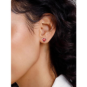 Women Earrings Hypoallergenic 925 Sterling Silver Love Heart Earrings Studs Champagne Crystal Topaz November Birthstone Rhinestones Crystal CZ Stud Earrings for Sensitive Ears