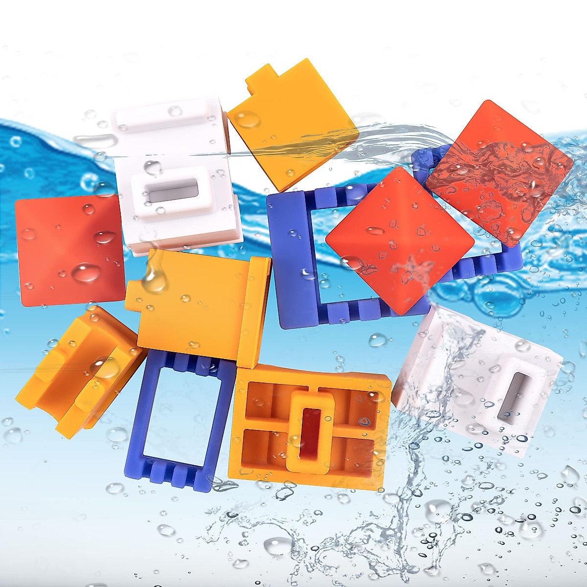 CHIN FAI Silicone Stacking Blocks, 12 PCS Baby Soft Castle Building Blocks - Montessori Kids Stacking & Nesting Toys for Babies 6 Months and up (Red)