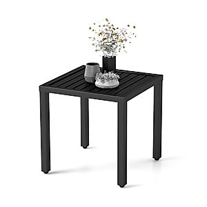 Fadidio Outdoor Metal Square Side Table Patio End/Coffee Table for Poolside, Indoor Outdoor Side Metal Square Coffee End Table for Garden Living Room Bedroom Pool Balcony Office Finish - Black