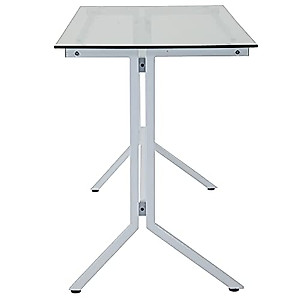 Flash Furniture Winfield Collection Glass Computer Desk with White Metal Frame