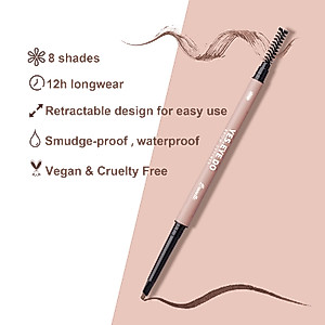 Eyebrow Pencil for Older Women, Dual-Ended Brow Liner Pen with Spoolie, Micro Triangle Tip Eye Brow Filler Pen for Brow Lamination Effect, Hair-Like Stroke, Gray, YES.EYE DO