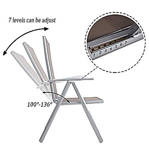 KARMAS PRODUCT Sets of 2 Folding Patio Chairs, Portable Sling Chair with Armrests for Outdoor Lawn Garden Backyard Poolside