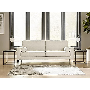 Signature Design by Ashley Hazela Contemporary Sofa with 2 Bolster Pillows, Beige