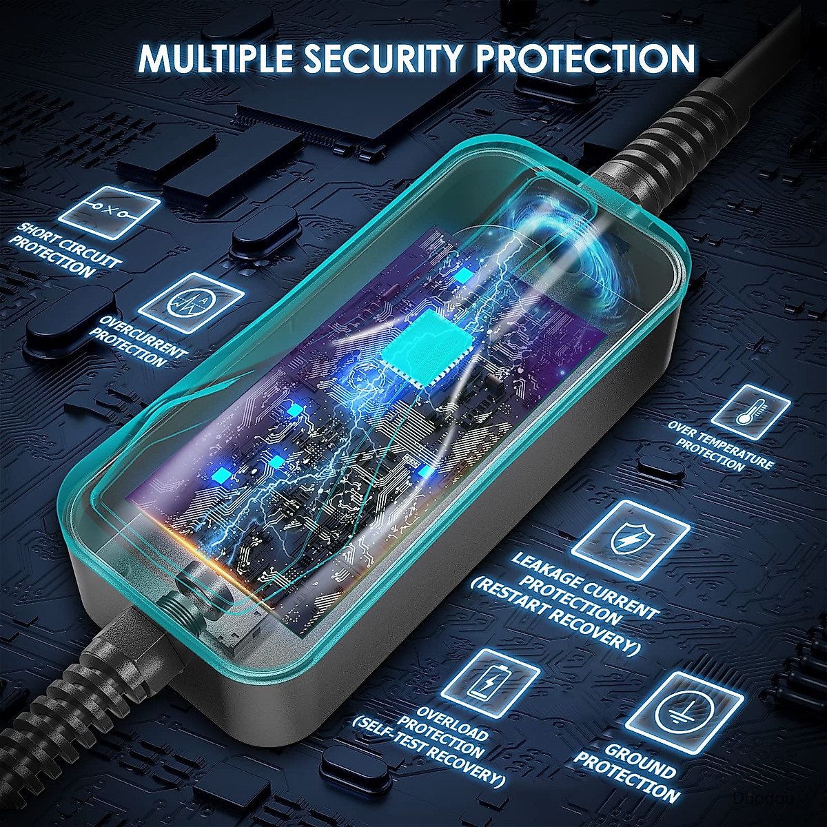 EVJUICION Level 1-2 EV Charger, 110-240V 6-16Amp Adjustable Current Electric Vehicle Charger, 16Ft Cable Universal EV Car Charger NEMA 6-20 Plug with NEMA 5-15 Adapter for J1772 Electric Cars